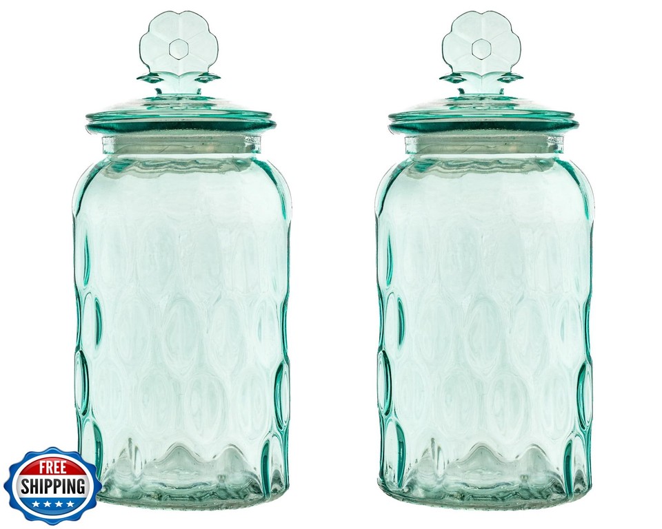 10 Strawberry Street Textured Glass Flower Canister, Dimpled Round ...