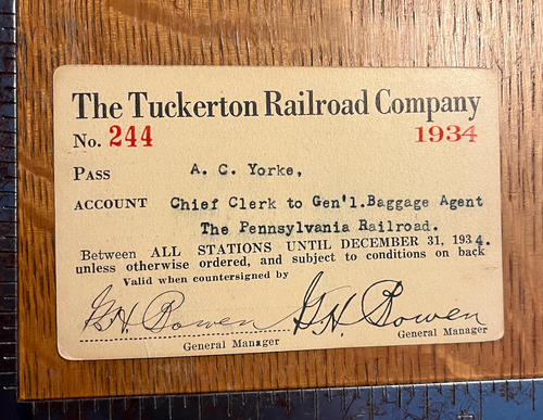 TUCKERTON RR (New Jersey) Annual Pass (1934) | eBay