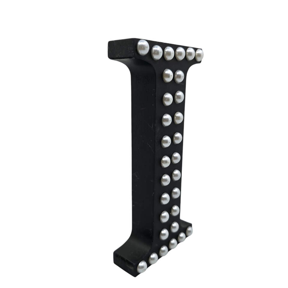 Ashland Monogram Black Wood Block Letter "I" w/ White "Pearls" NEW | eBay