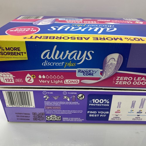 Always Discreet Plus Incontinence Liners for Women, 2+ Long - 132 Count ...