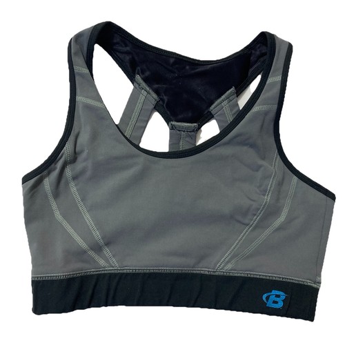 Body Building Sports Bra Sz Small Black Gray Strappy Back Snug Fit ...