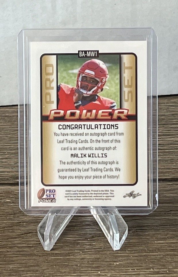 Malik Willis (/99) - 2021 Leaf Pro Set Power Autograph RC - GB Packers ...