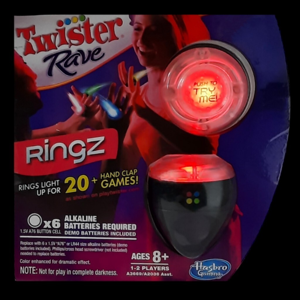 Hasbro Twister Rave Ringz Lights Up Hand Clap Electronic Party Game ...