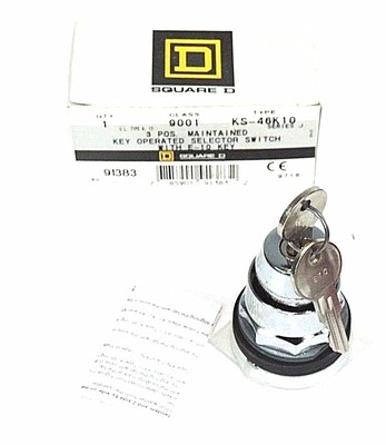 NIB SQUARE D CLASS 9001 TYPE KS-46K10 SELECTOR SWITCH WITH E-10 KEY ...