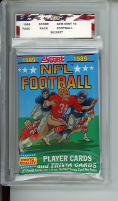 1989 Score Football Card Unopened Wax Pack Graded AGC 10 GEM Barry ...