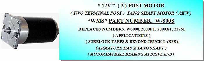 2 Post Motor Tang Shaft for Beyond Truck Tarps 2000XT Shurlok W8008 | eBay