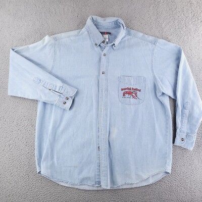 Vintage Jerzees Shirt Mens XL Denim Long Sleeve Western Jean Crawfish ...