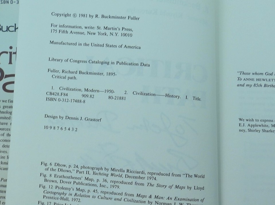 Buckmister Fuller: Critical Path SIGNED Philosophy Peace Economics ...
