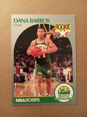 1990-91 NBA Hoops Set DANA BARROS ROOKIE ERROR #274 SEATTLE SUPER ...