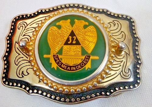 32 Degree Scottish Rite Freemasonry Vintage Belt Buckle spes mea in deo ...