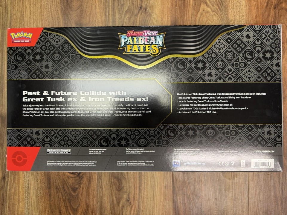 Pokemon TCG Paldean Fates Great Tusk Iron Treads Ex Premium Collection ...