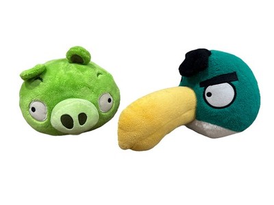 Lot Of 2 Angry Birds Hal Toucan & Pig Green 6" Plush 2010 Commonwealth ...