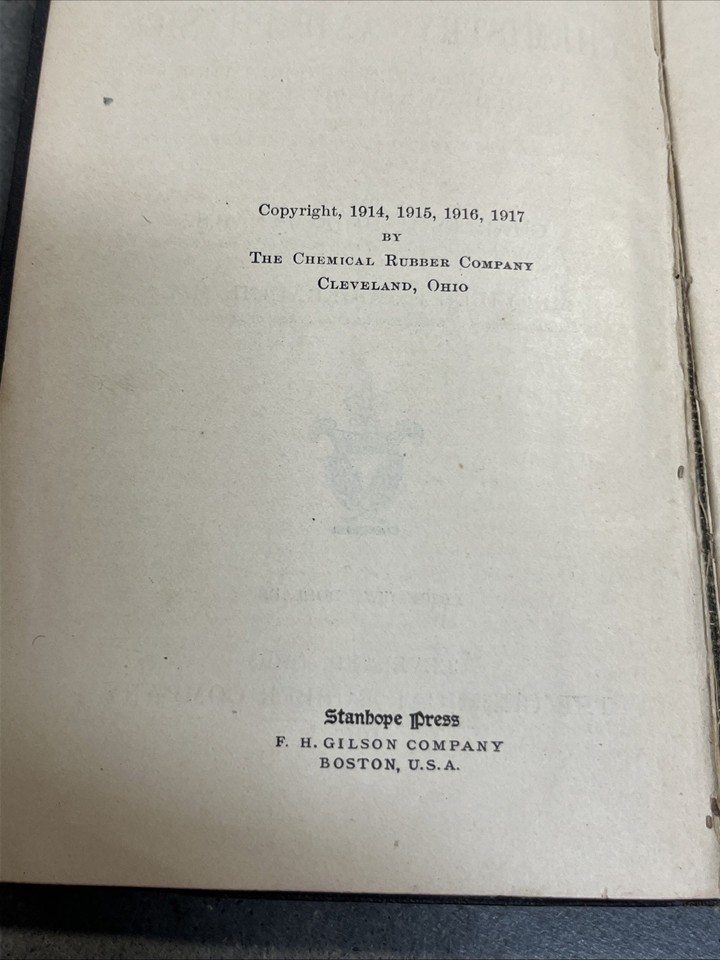 Pocket Hand Book of Chemistry & Physics Sixth Edition 1918 Chemical ...