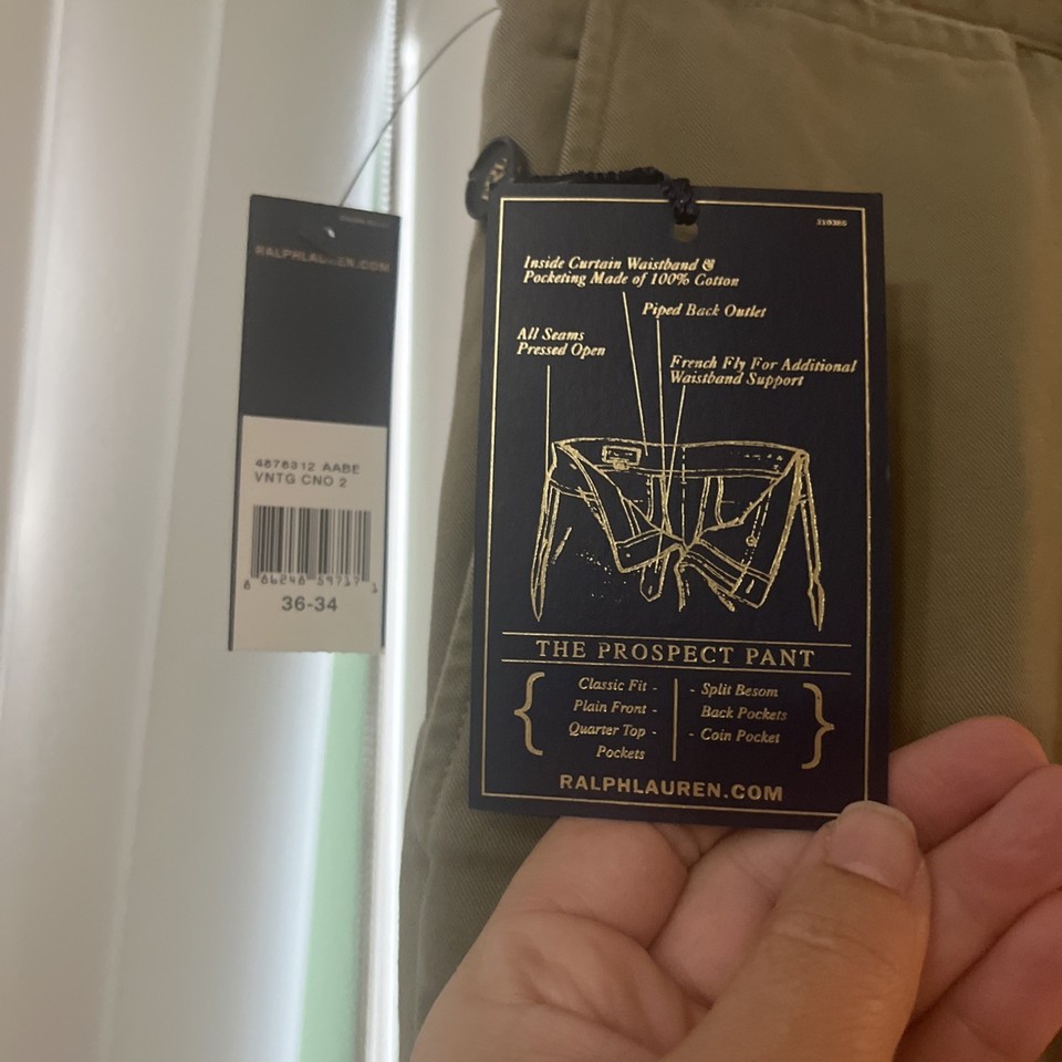 Polo Ralph Lauren The Prospect Pant Men’s Size 36x34 Green Khaki Chino ...