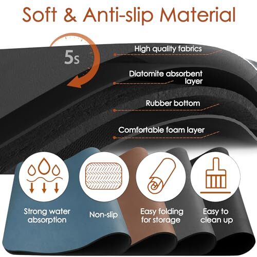 Coffee Mat For Countertop 24x16" Super Absorbent Large Bar Mat Quick ...