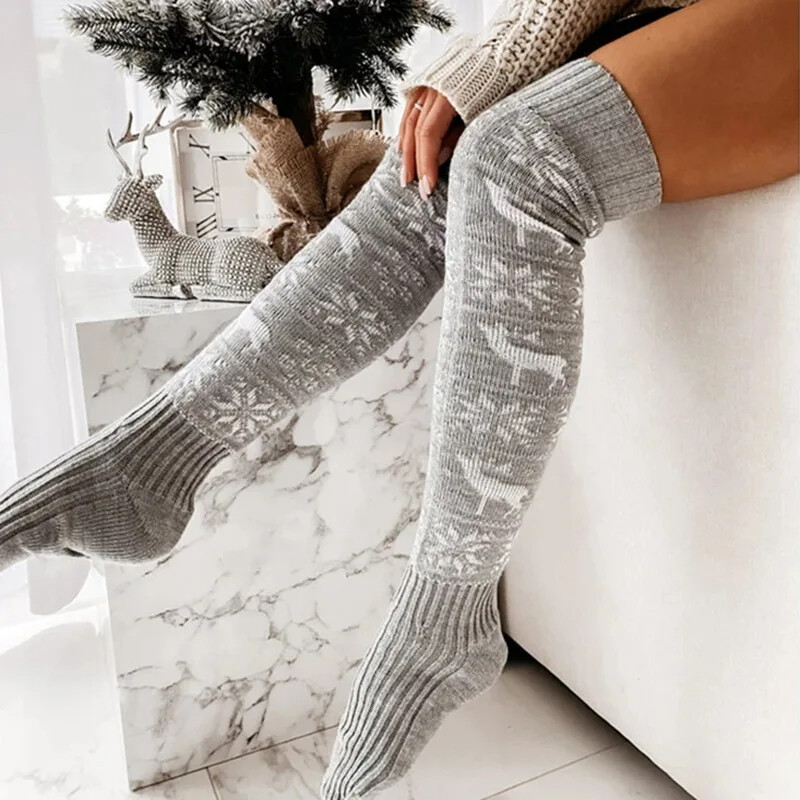 Ladies Women Wool Knit Thigh-High Over the Knee Socks Winter Long ...