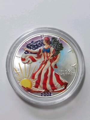 Enameled .999 Silver - 2002 US 1 oz Colorized American Eagle Silver ...