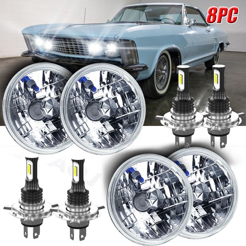 8PCS 5 3/4" 5.75 inch Round LED Headlights Halo Fit Buick Riviera 1963 ...