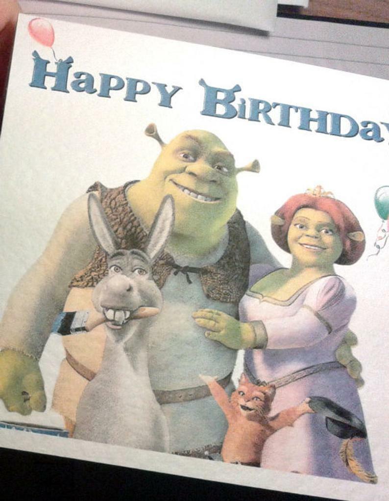 Handmade Shrek Birthday Card - Shrek, Donkey, Fiona, Puss SENT TRACKED ...