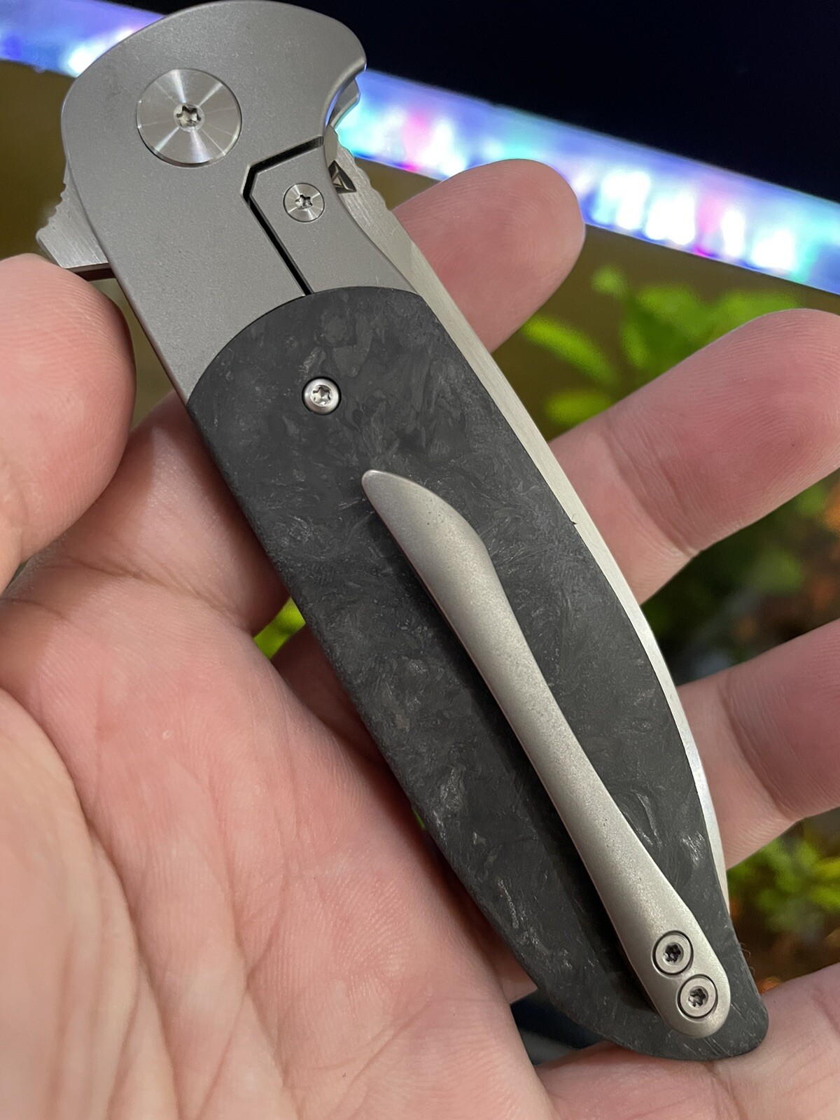 Jim Skelton Tuya Caladan Titanium Hand Rub Knife S90V Carbon Fiber ...