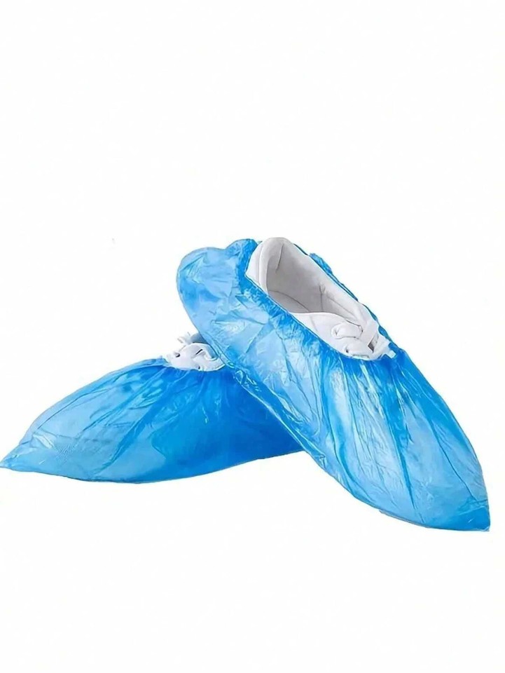 100pcs BLUE Shoe Protectors Covers Overshoe Disposable Plastic Cleaning ...