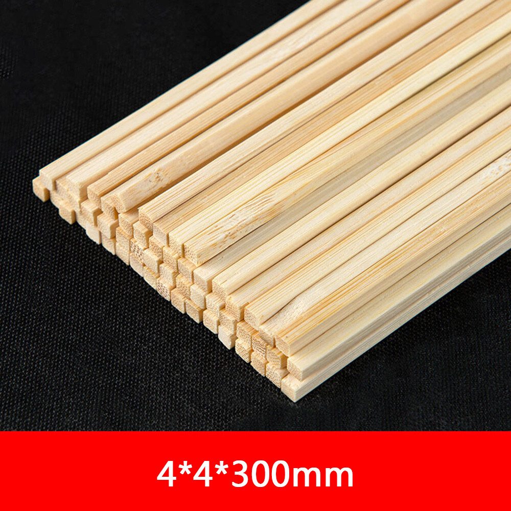 50Pc Multi-size Wooden Stick Square Round Wood Stick Rod for Model ...