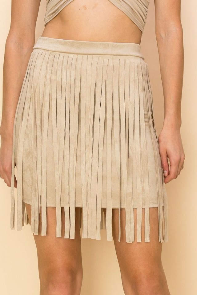 VOCAL SUEDE fringe HIPPIE SKIRT slimming SM-3X COWGIRL RODEO QUEEN ...
