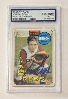Johnny Bench Autograph Signed 1969 Topps Rookie Cup Card - PSA/DNA 1 ...