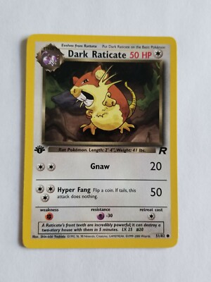 DARK RATICATE 51/82 1st Edition Team Rocket Pokémon Card Light Play | eBay