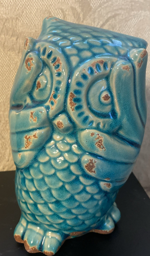 Vintage MCM ceramic Owl Turquoise Green Cottage Core Figurine ...