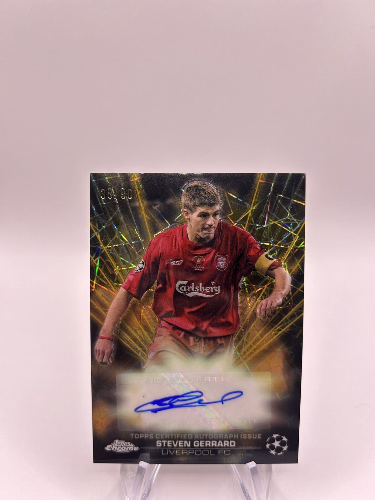 Steven Gerrard 2024 Topps Chrome UEFA Soccer Black Lazer Auto Gold /50 ...