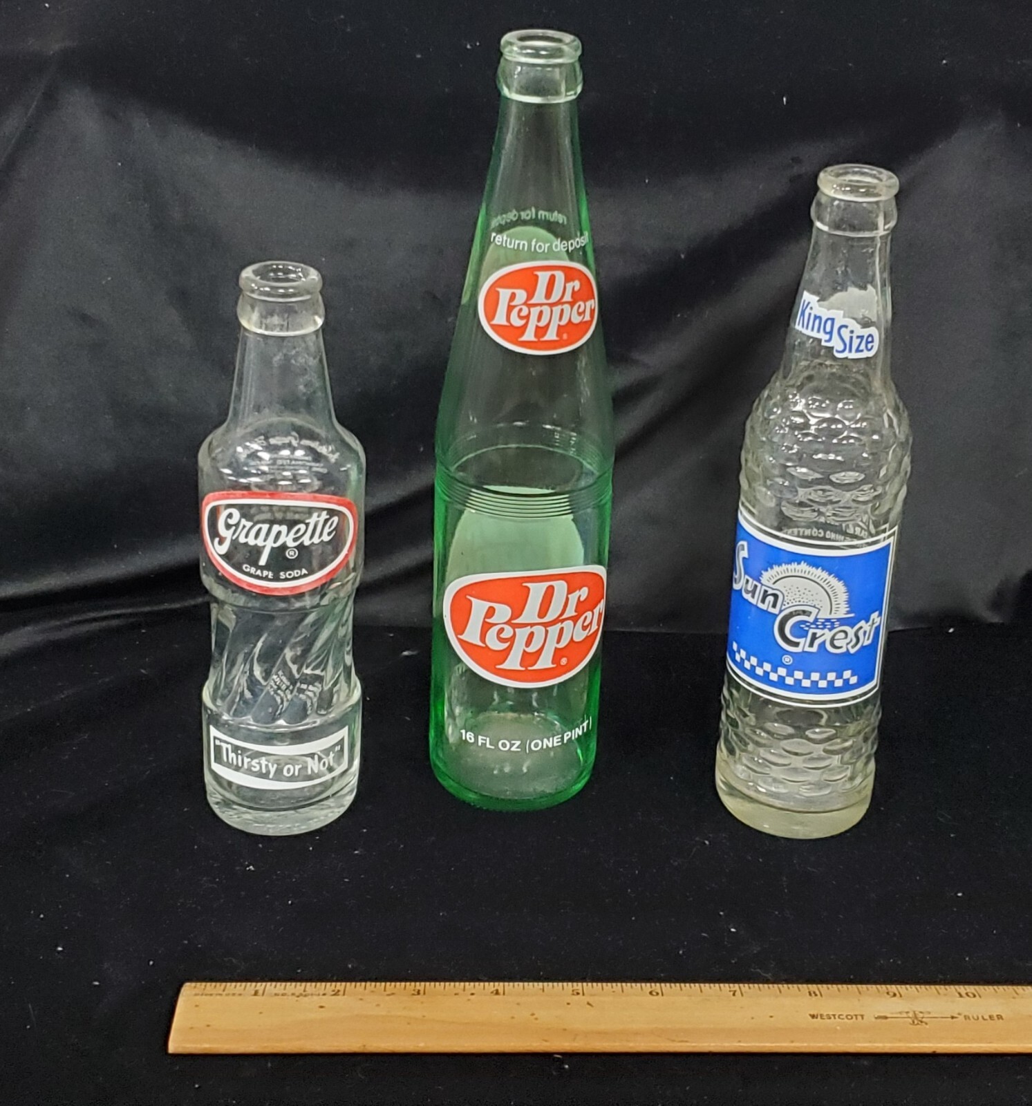VINTAGE BOTTLE LOT: Grapette, Dr Pepper, Suncrest Soda | eBay