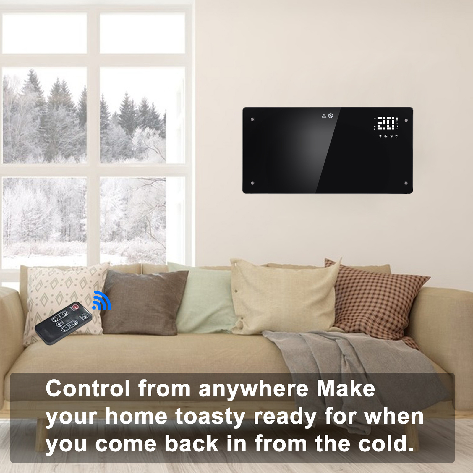 Electric Frosted Glass Panel Radiator Free Standing Wall Mounted ...