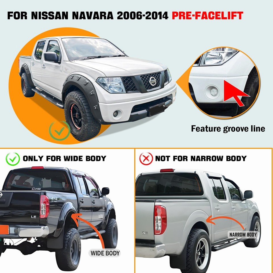 For Nissan Navara D40 pick up 2006-2014 Wheel Arches Kit Wide Body Part ...