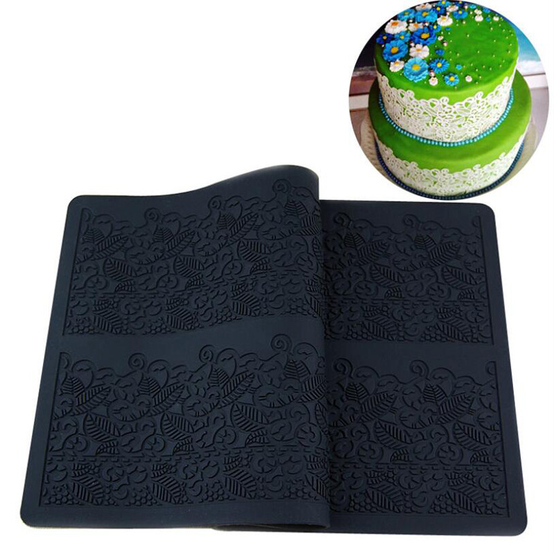 Silicone Flower Leaves Fondant Embossed Mold Lace Embossed Cake Mat ...