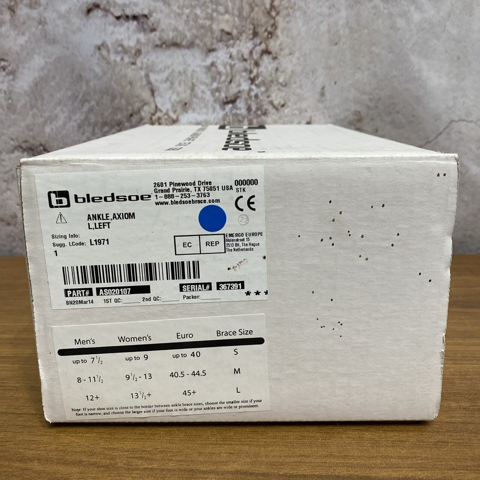 Bledsoe Axiom Hinged Stirrup Ankle Brace Left, Size Large L1971 Brand ...