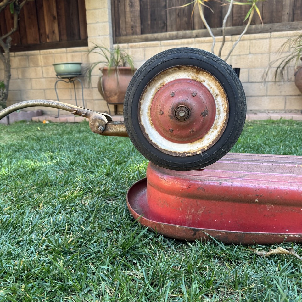 Vintage Red Wagon, Metal Pull Wagon. Antique Cart | eBay