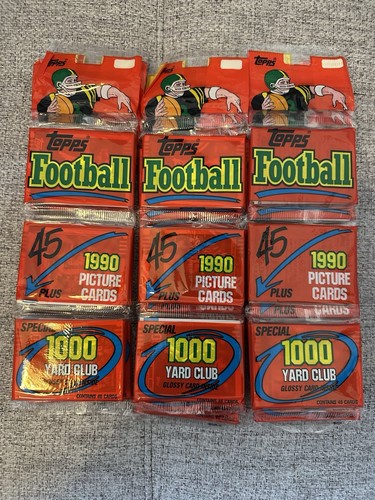 (10) 1990 Topps Football 1000 Yard Club Rack Packs Sealed Lot | eBay
