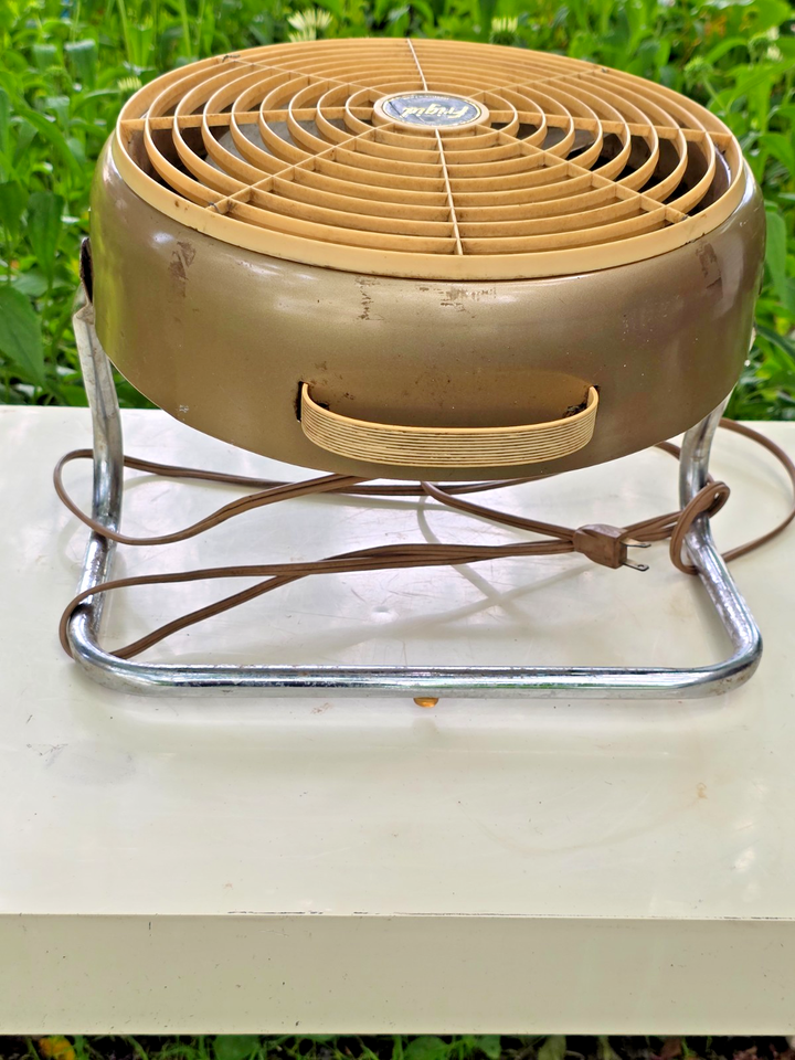 Vtg "Frigid" 12" Floor Fan on Tilting Stand Brown One Speed Tested! | eBay