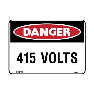 Brady Danger Sign - 415 Volts 450 x 300mm Polypropylene | eBay Australia