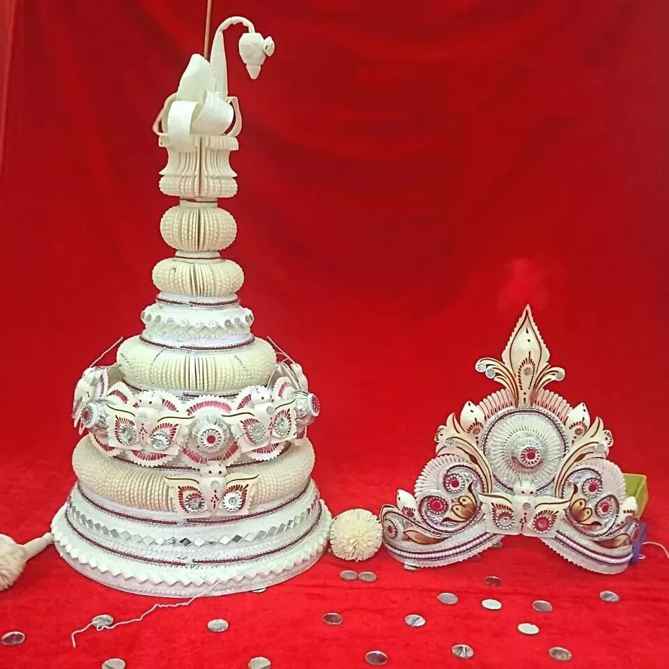 BENGALI Wedding Topor and Mukut Special Topor Patashir Red For bride ...