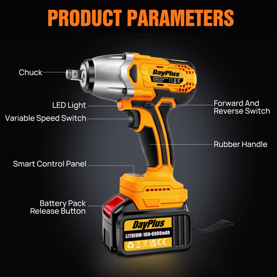1800NM HIGH TORQUE 1/2 IMPACT WRENCH BRUSHLESS CORDLESS BATTERY IMPACT ...