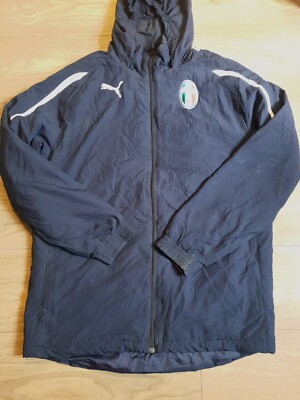 FC Azzurri Jacket Mens Medium Navy Blue Hooded Football Coat Logo ...