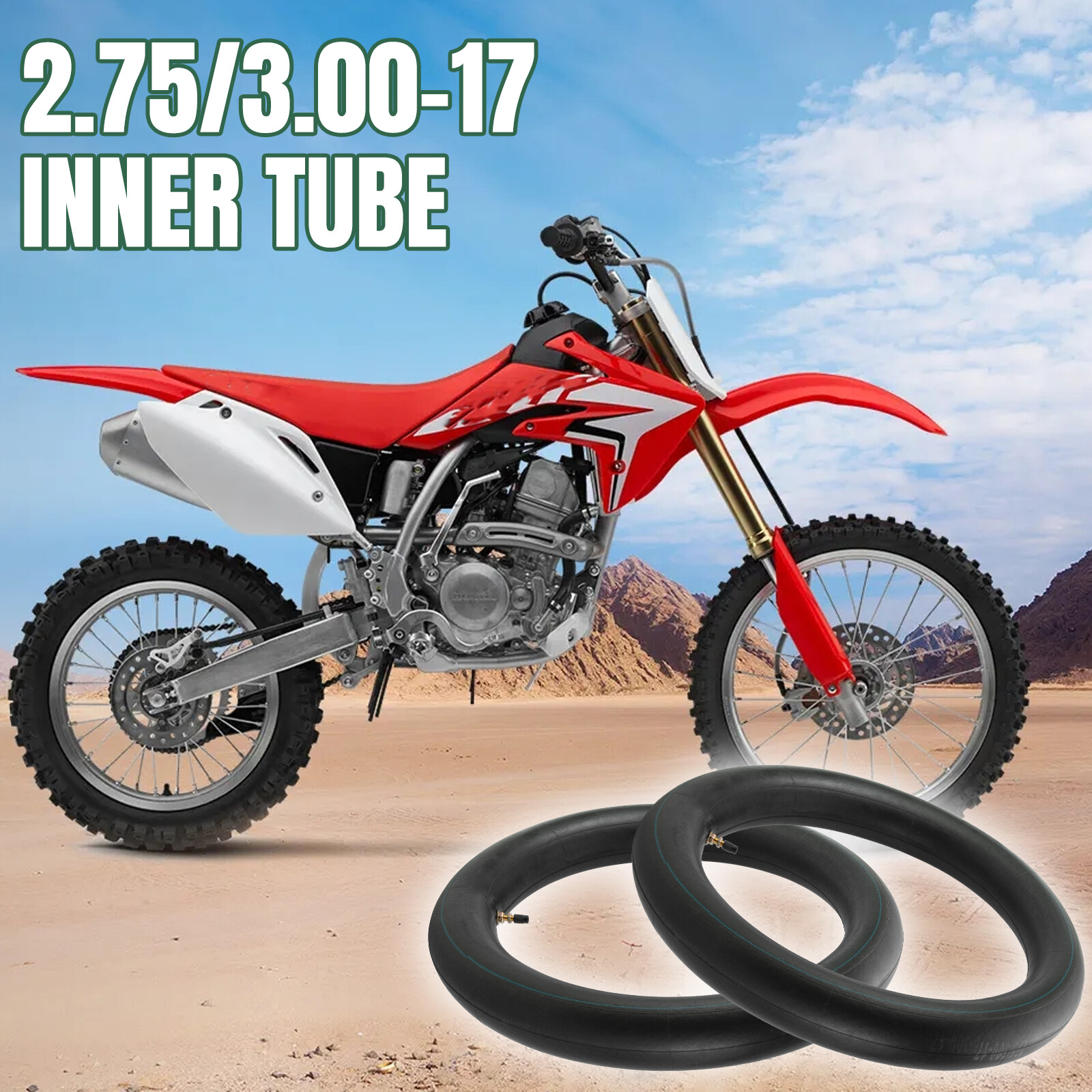 2pcs 2.75/3.00-17 INNER TUBE MOTORCYCLE STRAIGHT VALVE Fits 70/100-17 ...