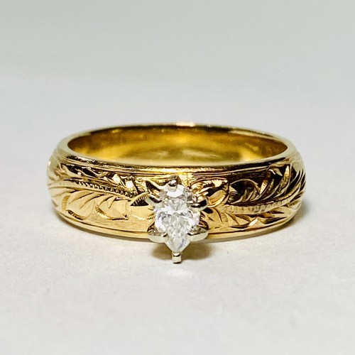 Royal Hawaiian Heritage 14K Yellow Gold Maile Leaf 0.32ct Diamond Sz 8 ...