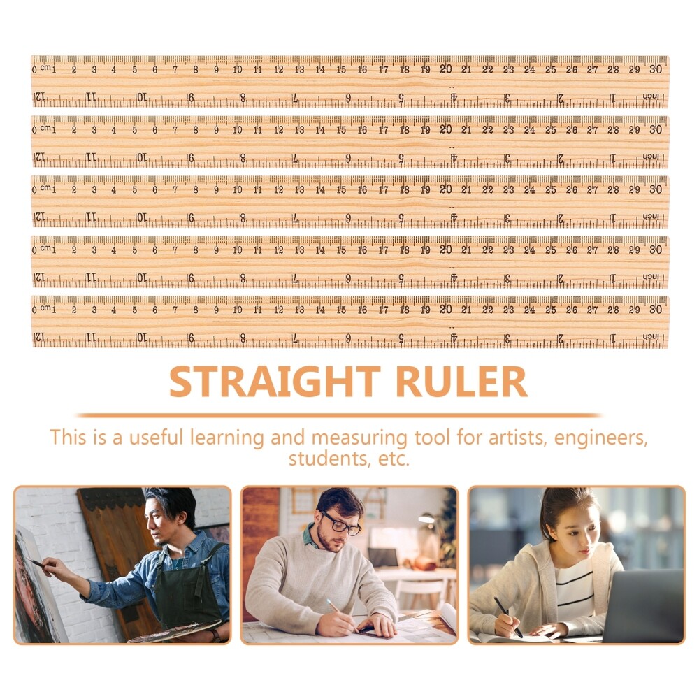 25 Pcs Student Measuring Straight Ruler Vintage Wooden Rulers | eBay