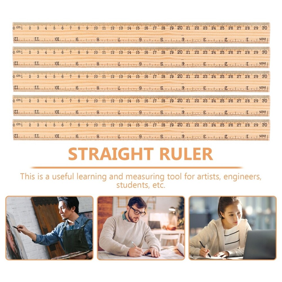 25 Pcs Student Measuring Straight Ruler Vintage Wooden Rulers | eBay