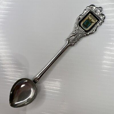 Madrid European Travel Spain Crest Crown Enamel Vintage Souvenir Spoon ...