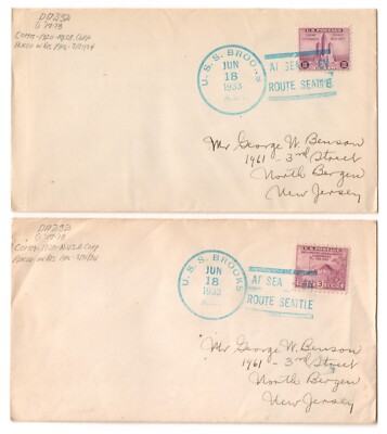 USS BROOKS (DD-232) Destroyer 1933 AT SEA EN ROUTE SEATTLE Naval Covers ...