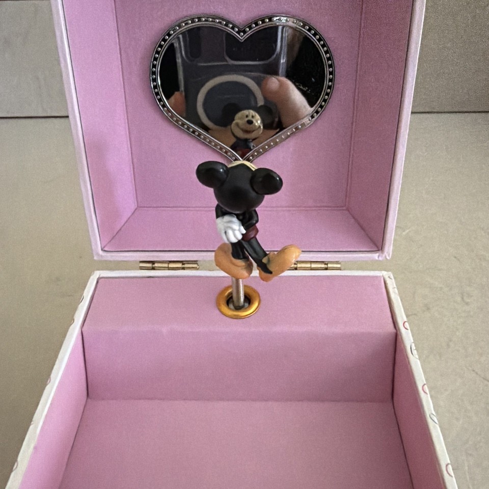 Rare Disney Mickey Mouse Wind Up Music Jewelry Box W/ Mirror, 6"X4"X3 1 ...